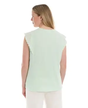 WILT CLOTHING Eyelet Cap Sleeve Tee - Bay