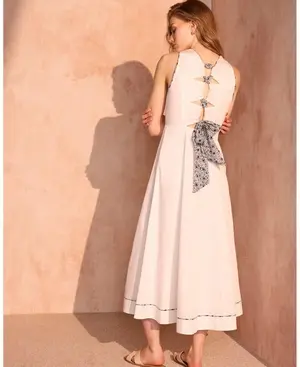 Mint Velvet Sleeveless V-neck Maxi Dress With Tie Detail