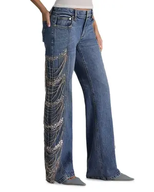 Alice + Olivia Roxie Low Rise Embellished Jeans