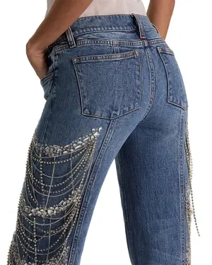 Alice + Olivia Roxie Low Rise Embellished Jeans