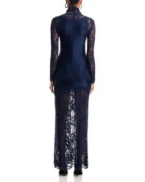 Rabanne Lace Long Sleeve Maxi Dress - Deep Navy