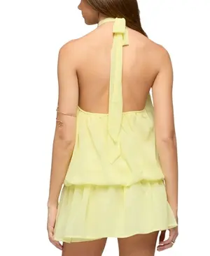 EDIKTED Kortney Chiffon High Neck Mini Dress