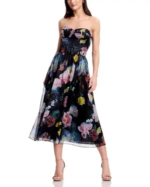 Dress The Population Jenny Strapless Dress - Black Multi