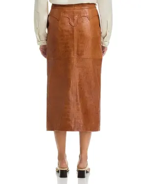 Johanna Ortiz Crocodile-embossed Leather Midi Skirt