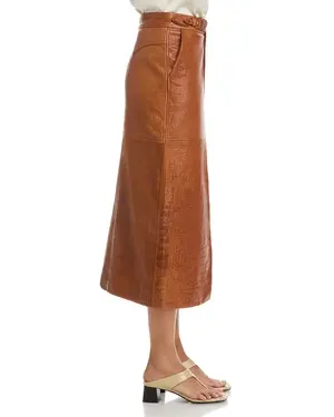 Johanna Ortiz Crocodile-embossed Leather Midi Skirt