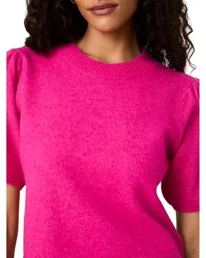French Connection Yulia Knit Puff Sleeve Top - Cherry Rose
