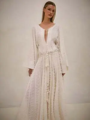 Alexis Morocco Dress Long Sleeve Embroidered Midi