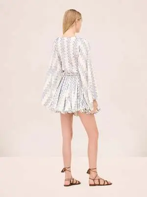 Alexis Palmari Embroidered Tasseled Mini Dress
