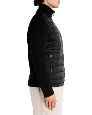 Moncler Wool Blend Cardigan With Down-filled Front - Black