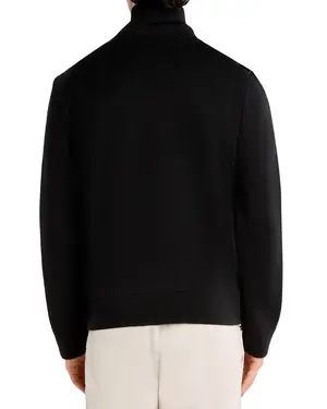 Moncler Wool Blend Cardigan With Down-filled Front - Black