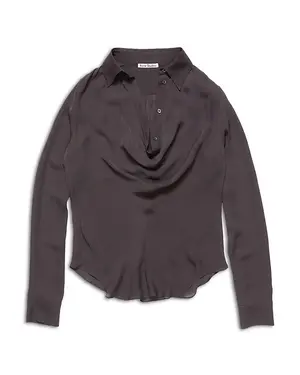 Acne Studios Collared Silk Blouse - Graphite Grey