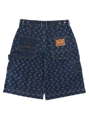 MARINE SERRE Denim Shorts With All-over Moon Print