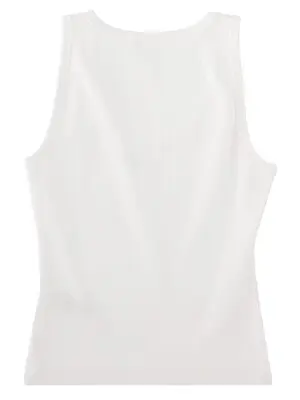 Casablanca Ribbed Logo Tank - White