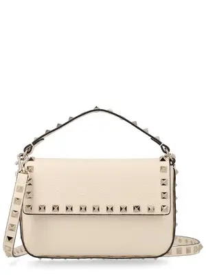 Valentino Garavani Pouch Rockstud In Vitello Granato - Ivory