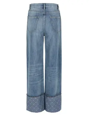 Tory Burch Straight Leg Jeans With Contrast Cuffs