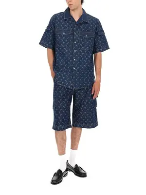MARINE SERRE All-over Moon Print Denim Shirt
