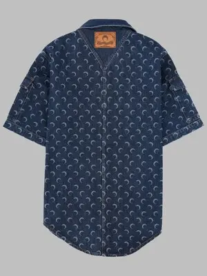 MARINE SERRE All-over Moon Print Denim Shirt