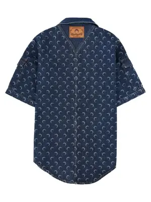 MARINE SERRE All-over Moon Print Denim Shirt