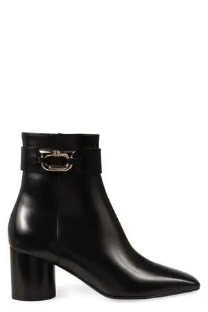 FERRAGAMO Leather Ankle Boots With Cylindrical Heel