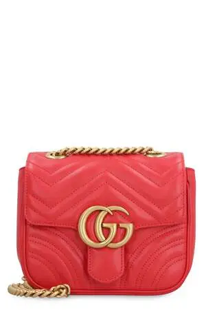 Gucci Mini Chevron Quilted Leather Handbag - Red