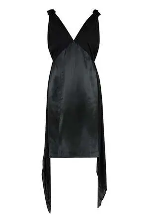 Bottega Veneta Fluid Silk Midi Dress With Knot Detail - Black