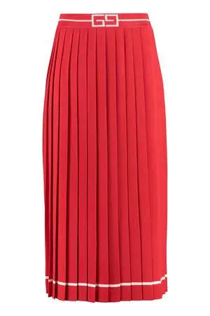 Gucci Pleated Knitted Skirt - Red