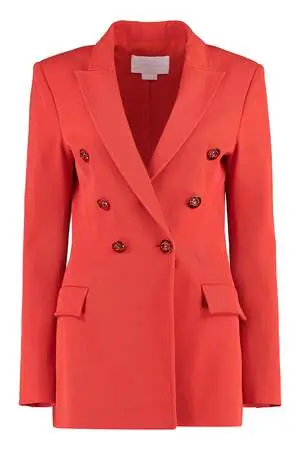 GENNY Double-breasted Wool Blazer - Red