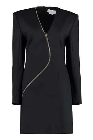 GENNY Decorative-zip Long-sleeve Minidress - Black