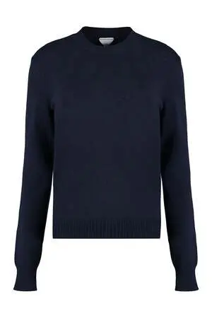 Bottega Veneta Intrecciato Leather-trimmed Cashmere-blend Sweater - Blue