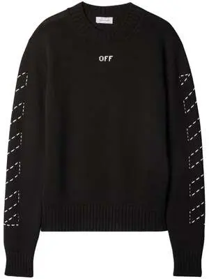 Off-White Sweater With Contrasting Logo Pattern