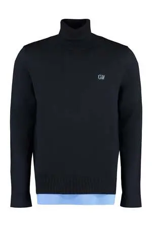 Off-White Wool Turtleneck Sweater - Blue
