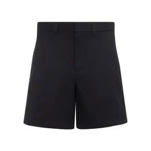 Gucci Double Cotton Twill Shorts With Web Ribbon - Blue