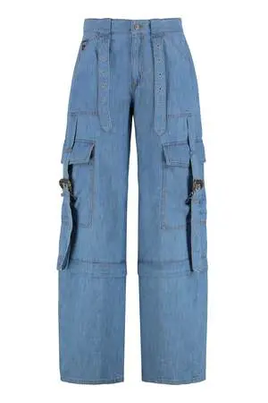 Versace Wide Leg Cargo Trousers - Denim