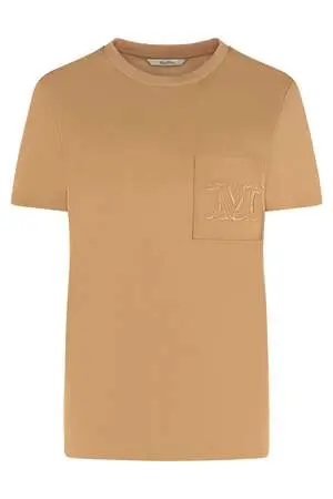 Max Mara Cotton Crewneck T-shirt With Embroidered Pocket