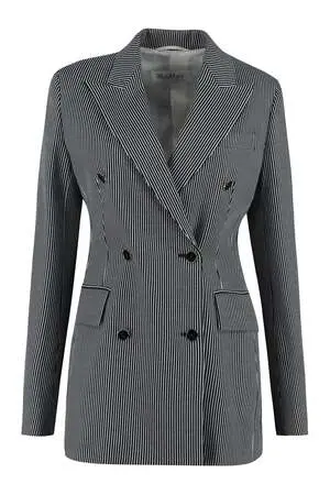 Max Mara Elegant Double-breasted Blazer With Striped Motif