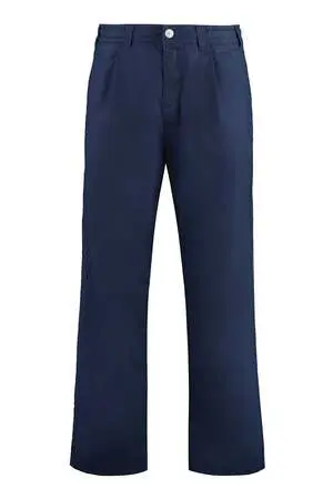 Stone Island Marina Pleated Cotton Trousers - Blue