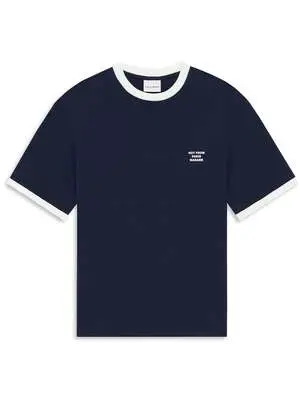 Drole De Monsieur Ribbed Trim Short Sleeve Tee Size - Blu
