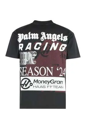 Palm Angels Racing Graphic-print Cotton T-shirt - Black