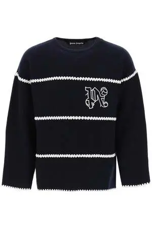 Palm Angels Knit Wool Blend Pullover - Blue