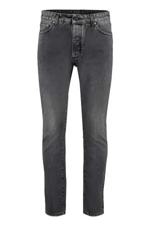Palm Angels Straight Leg Jeans With Maxi Logo