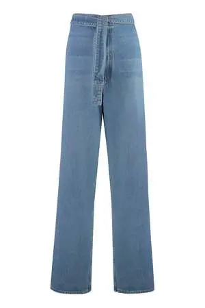 MOTHER Wide Leg Jeans With Front Bow Detail