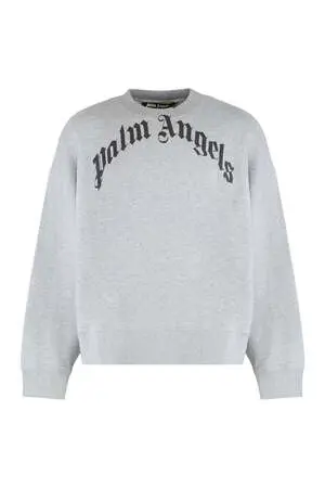 Palm Angels Sweatshirt In Cotton With Logo - Grey