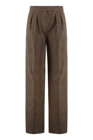 Max Mara Ponza Cotton And Wool-blend Wide-leg Pants