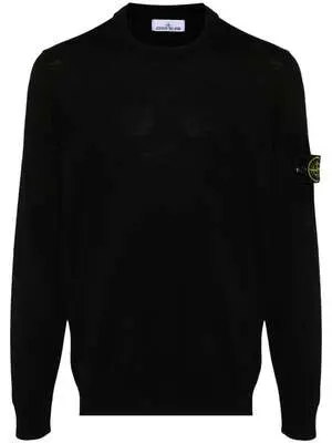 Stone Island Light Pure Rws Wool Sweater - Black
