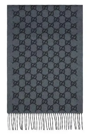 Gucci Gg Cashmere Scarf - Grey