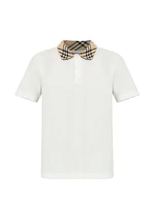 Burberry Knit T-shirt With Classic Check Detail Size - Bianco