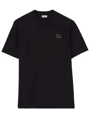 Burberry Equestrian Knight Embroidered Tufted Neck T-shirt Size - Nero