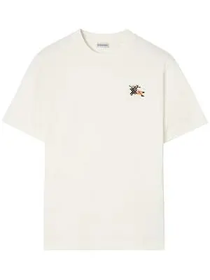 Burberry Slim Fit Equestrian Embroidered T-shirt Size - Bianco