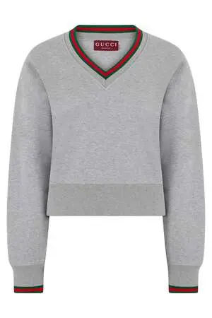 Gucci Cotton Jersey Sweatshirt With Web - Grey