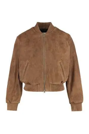 AMI Paris Suede Bomber Jacket - Brown